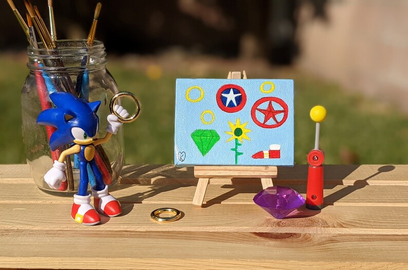 Sonic the Hedgehog Themed Mini Canvas 4x3 Inches Miniature - Etsy