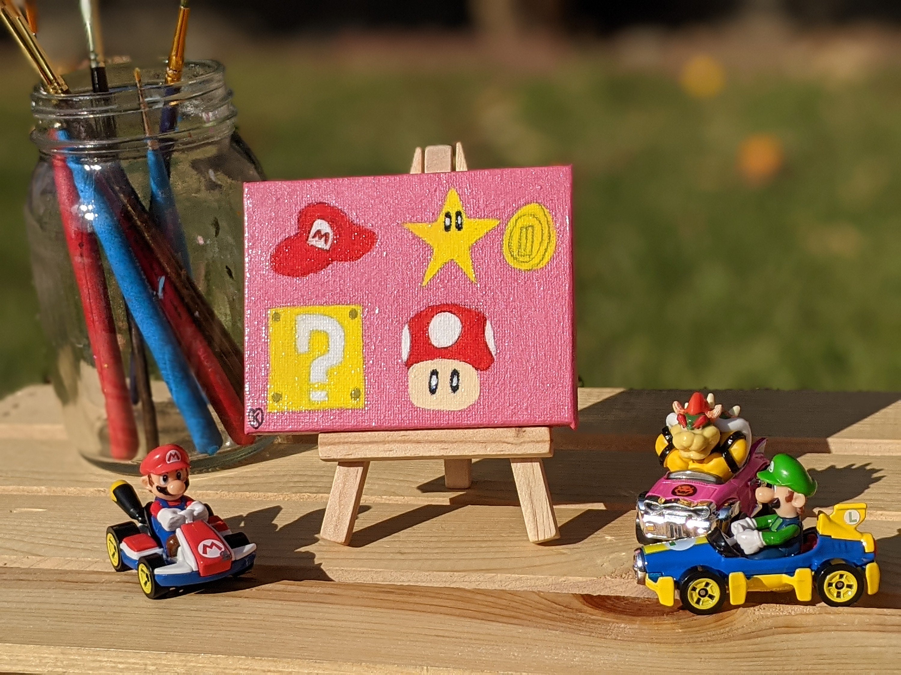 Super Mario Bros Mini Acrylic Canvas Painting, Miniature Canvas, Super ...