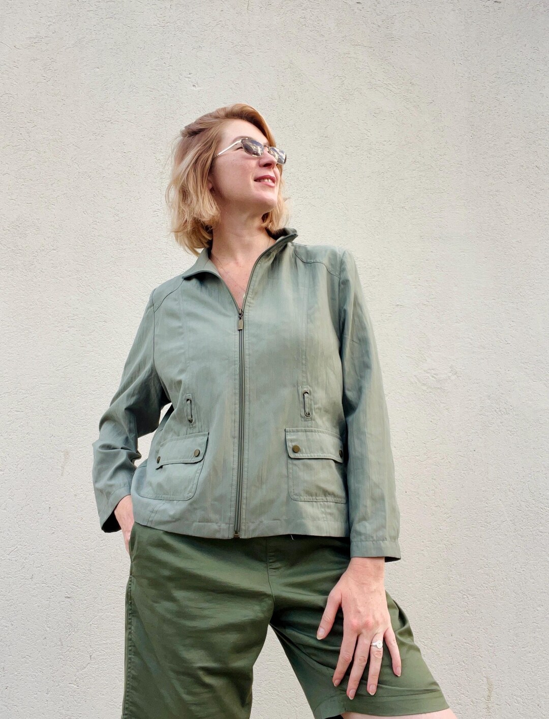 Vintage Olive Green Light Jacket / Cotton Summer Bomber Jacket/vintage ...