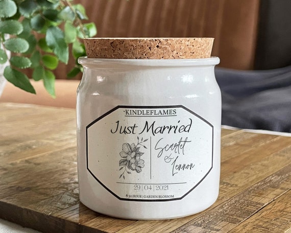 Just Married Marriage gift Personalized Candle Gift | Etsy