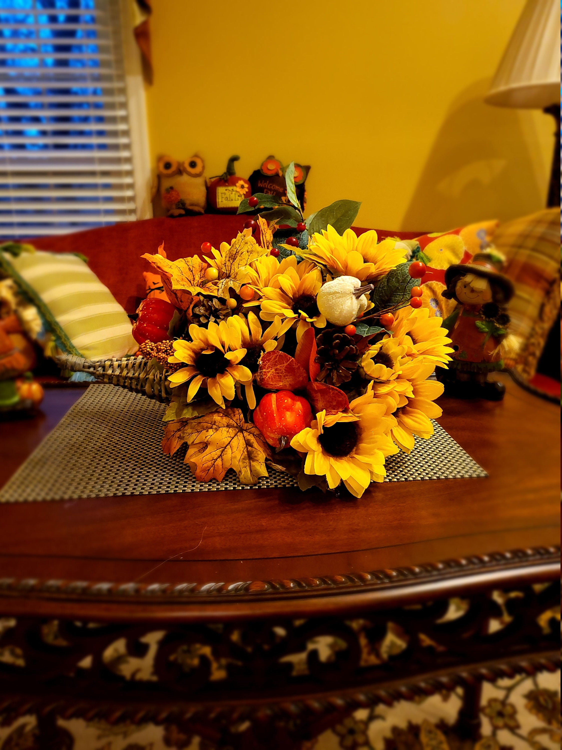 FALL CORNUCOPIA CENTERPIECE Table Decor With Artificial Maple - Etsy