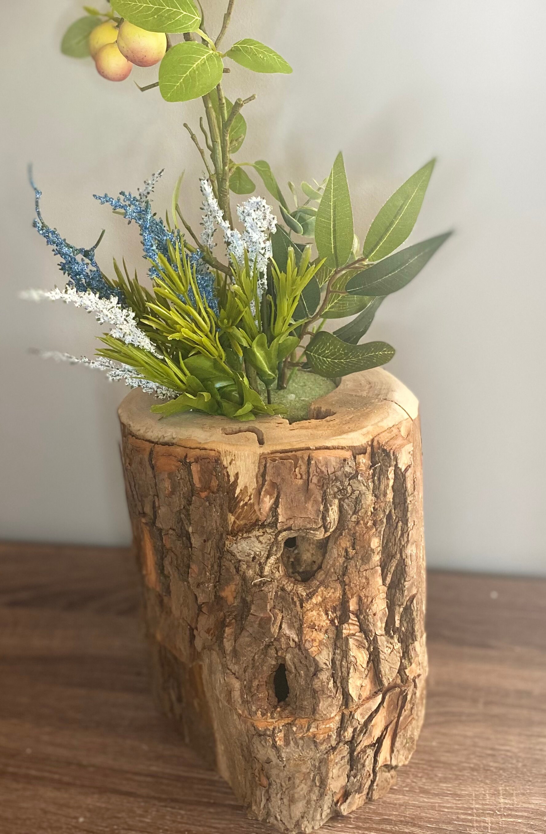 Rustic Log Planter Log Center Piece Rustic Flower Pot | Etsy