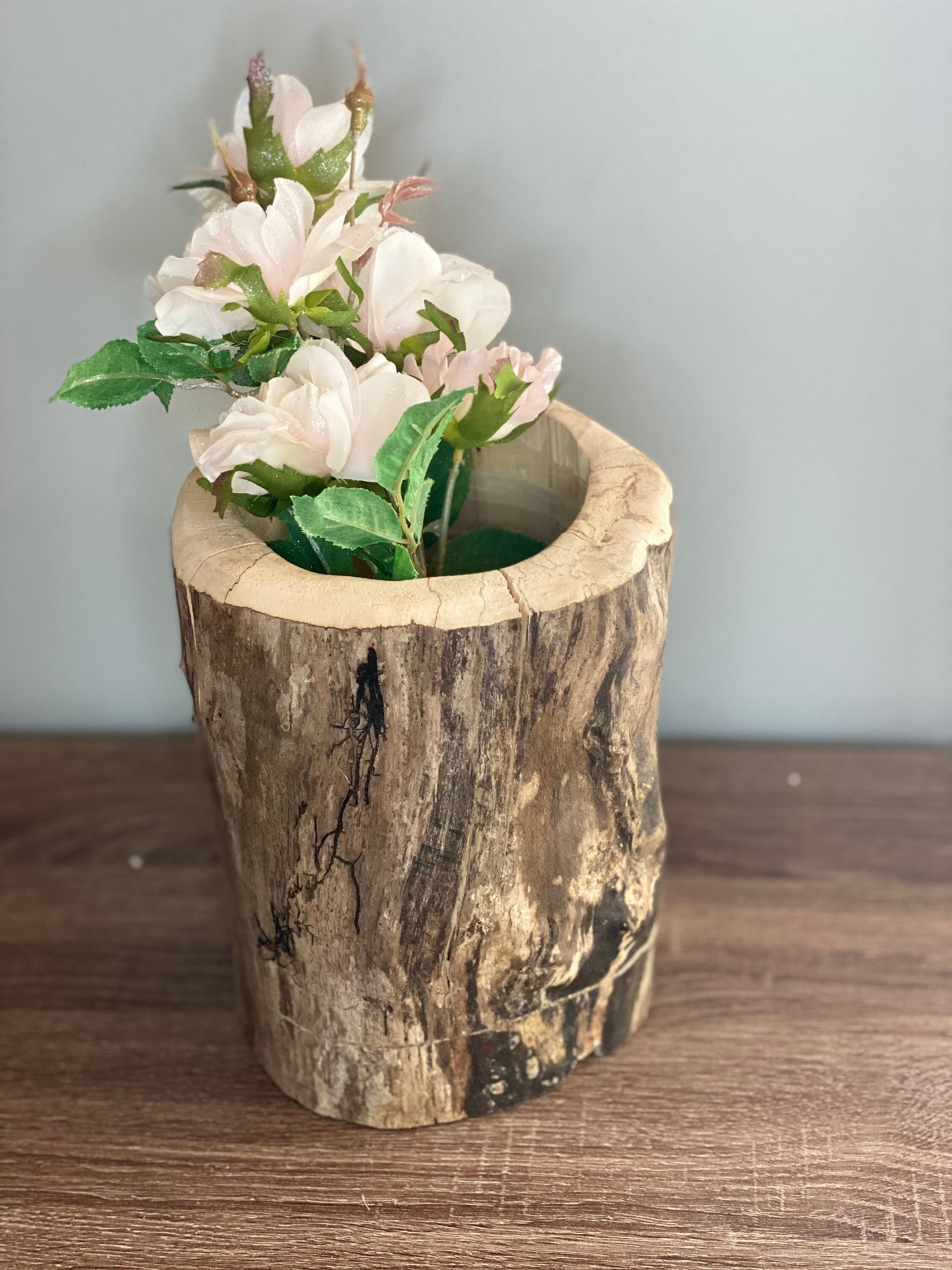 Rustic Log Planter Log Center Piece Rustic Flower Pot | Etsy