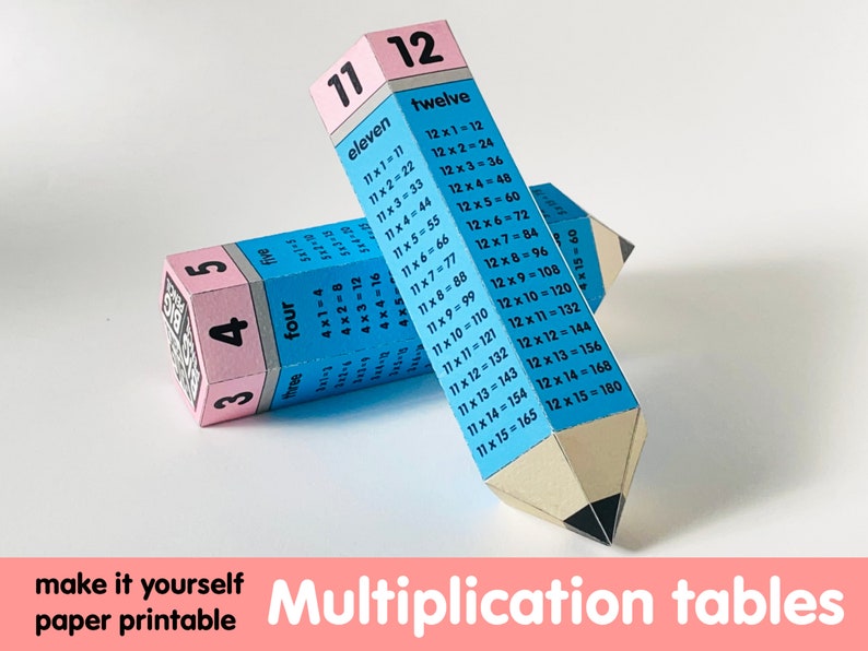 MULTIPLICATION TABLE PENCILS - Printable Paper Model to Make at Home or ...