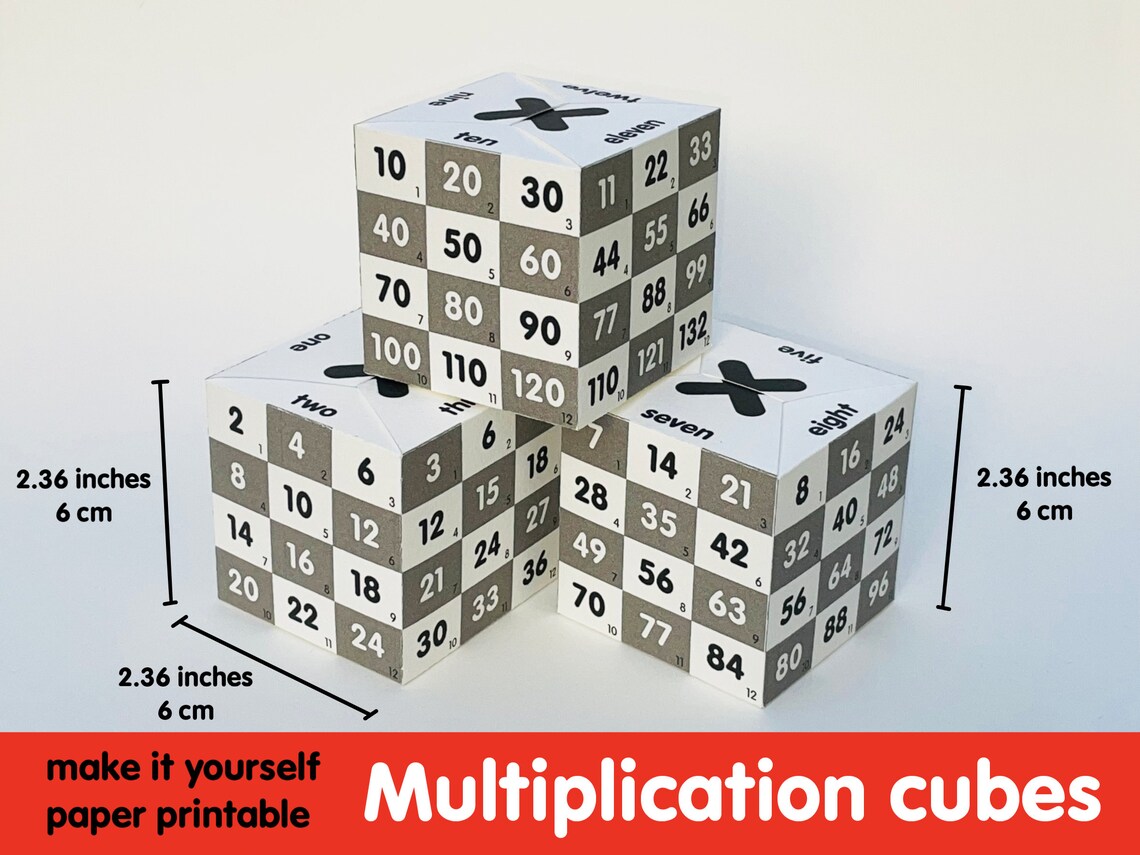 MULTIPLICATION TABLE CUBES Printable Paper Model to Make at - Etsy