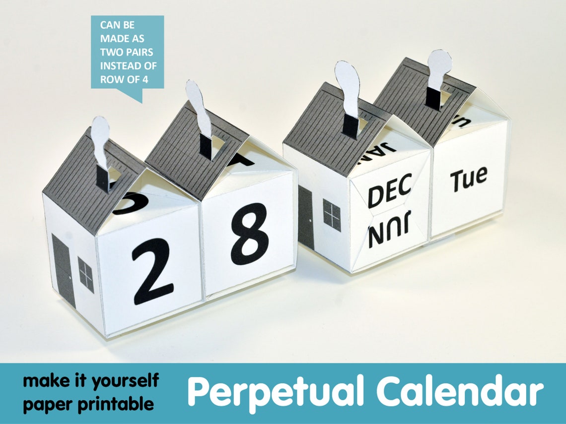 PERPETUAL CALENDAR - Printable Paper Calendar to Make at Home or Give ...
