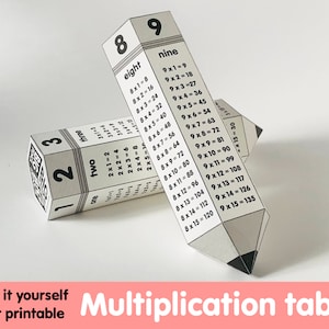 MULTIPLICATION TABLE PENCILS - Printable Paper Model to Make at Home or ...