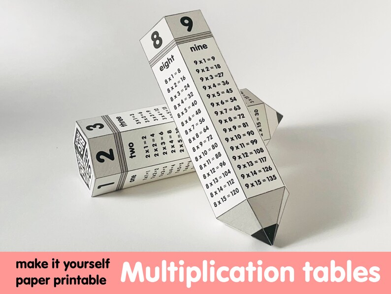 MULTIPLICATION TABLE PENCILS - Printable Paper Model to Make at Home or ...