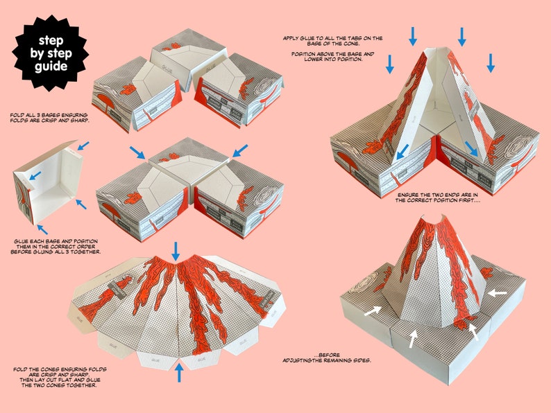 VOLCANO MODEL - Printable Paper Diorama. Make It Yourself School ...