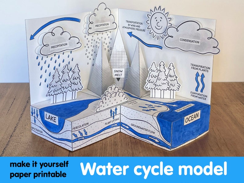 Water Cycle Model: Printable Paper Diorama. Make It Yourself - Etsy UK