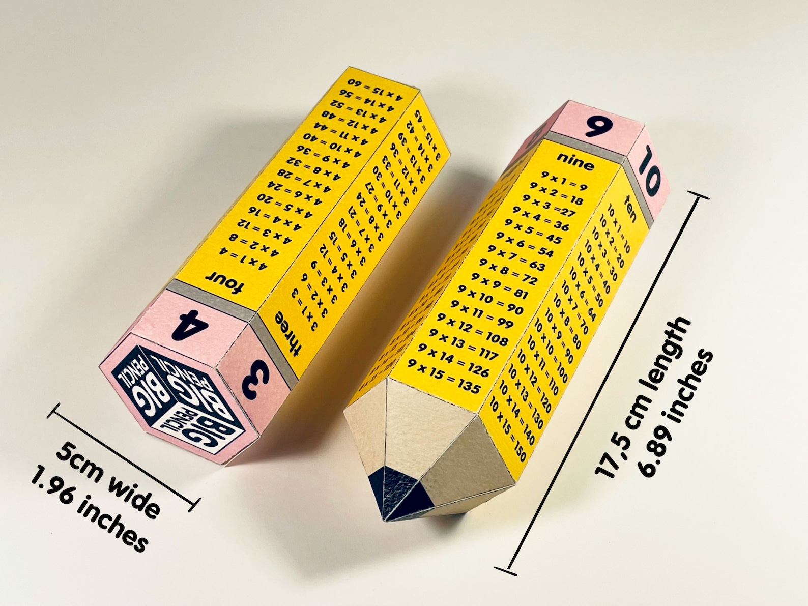 MULTIPLICATION TABLE PENCILS - Printable Paper Model to Make at Home or ...