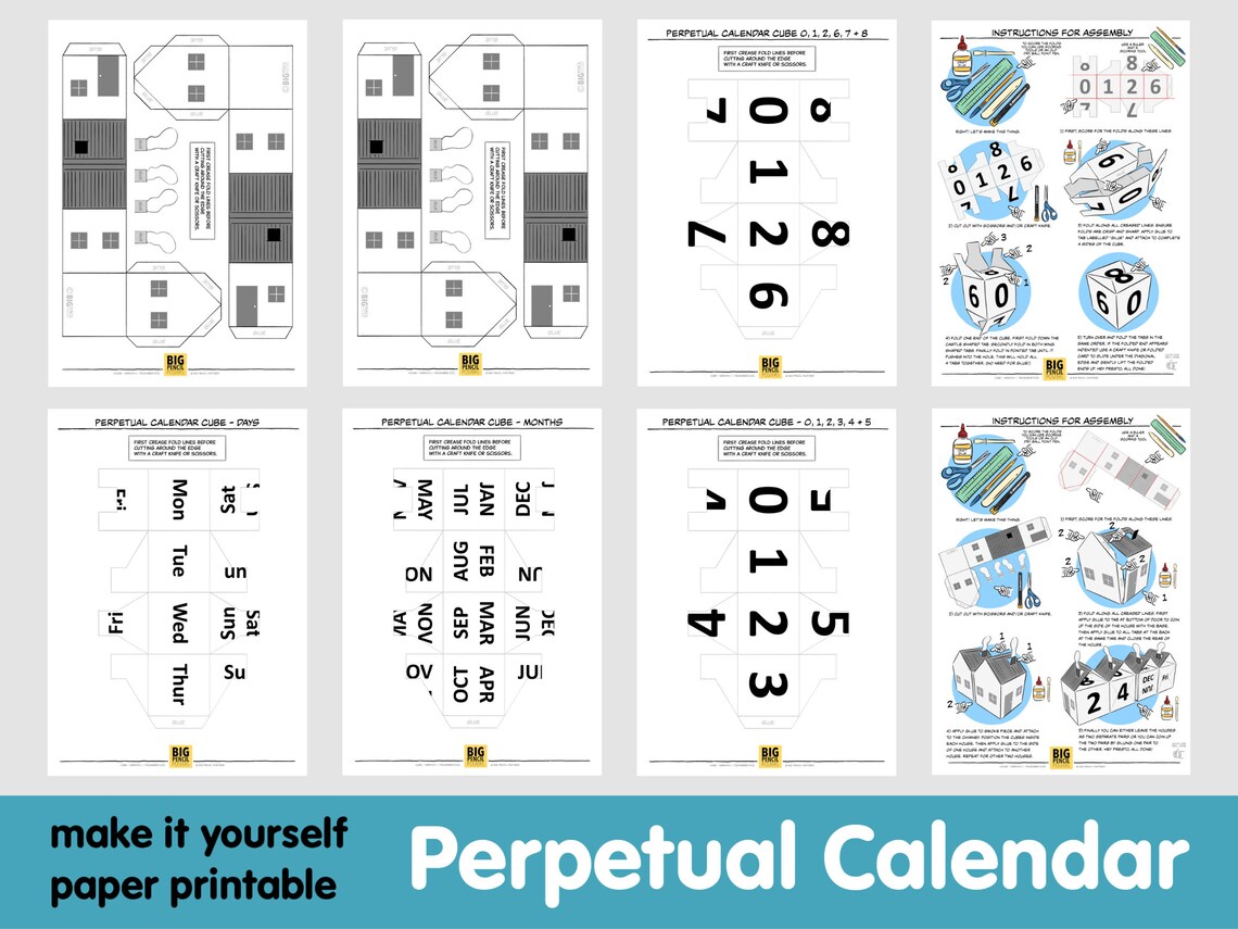 PERPETUAL CALENDAR - Printable Paper Calendar to Make at Home or Give ...