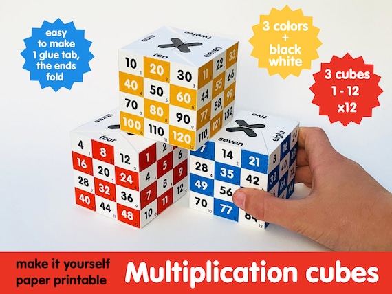 MULTIPLICATION TABLE CUBES Printable Paper Model to Make at - Etsy ...