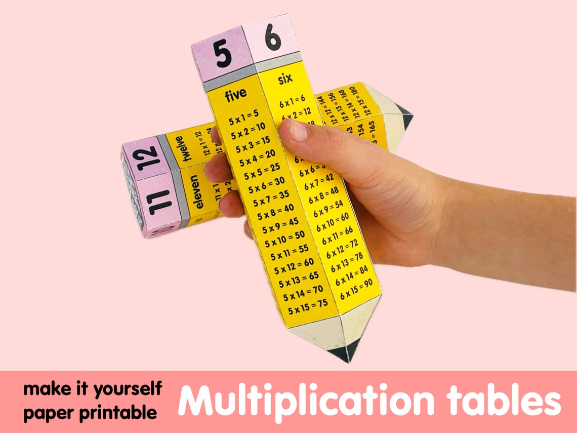 MULTIPLICATION TABLE PENCILS - Printable Paper Model to Make at Home or ...