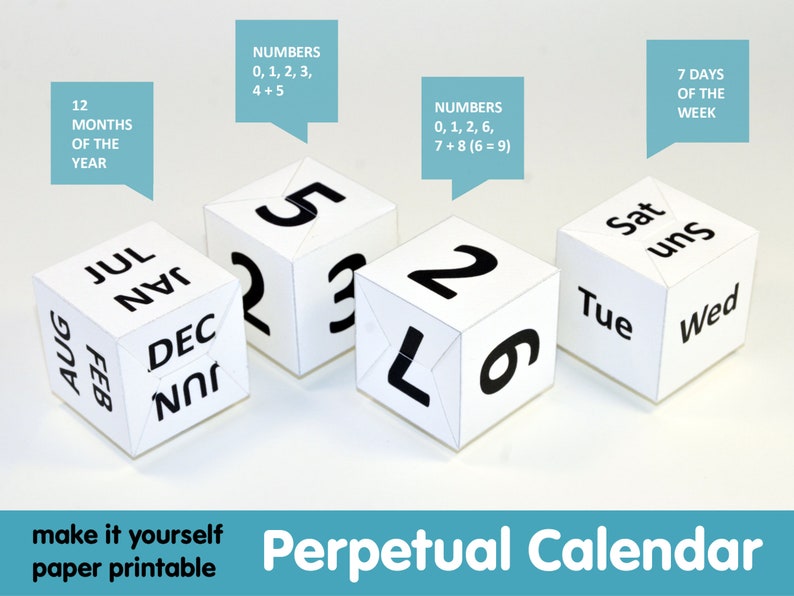 PERPETUAL CALENDAR - Printable Paper Calendar to Make at Home or Give ...