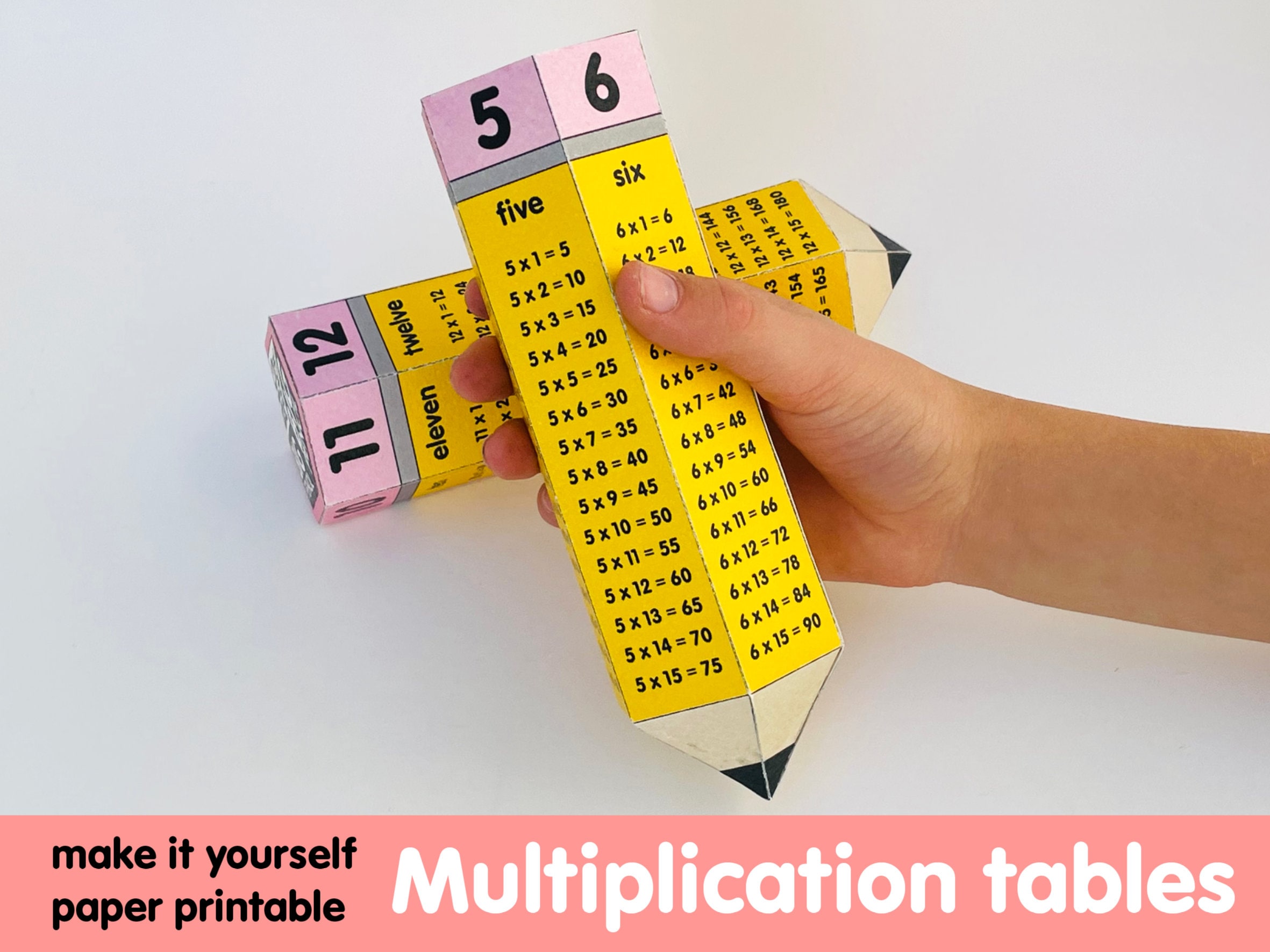 MULTIPLICATION TABLE PENCILS - Printable Paper Model to Make at Home or ...