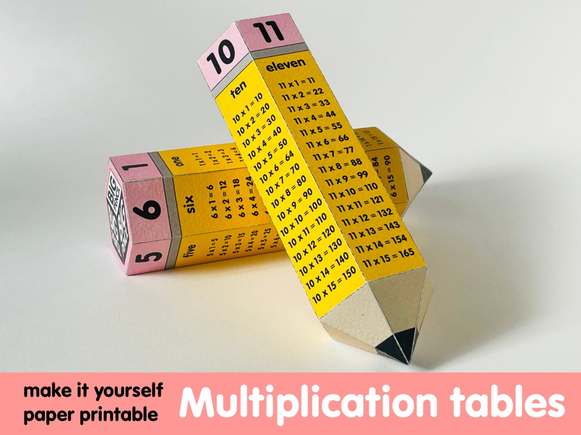 MULTIPLICATION TABLE PENCILS - Printable Paper Model to Make at Home or ...