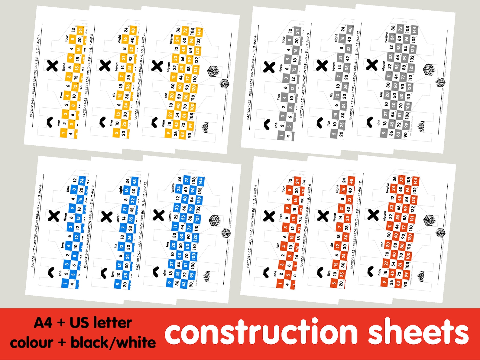 MULTIPLICATION TABLE CUBES Printable Paper Model to Make at Home or ...
