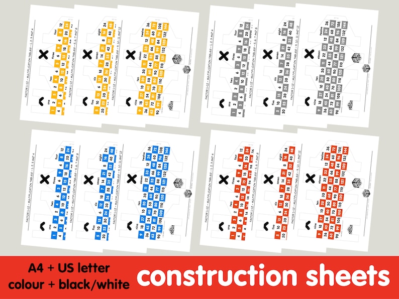 MULTIPLICATION TABLE CUBES Printable Paper Model to Make at Home or ...