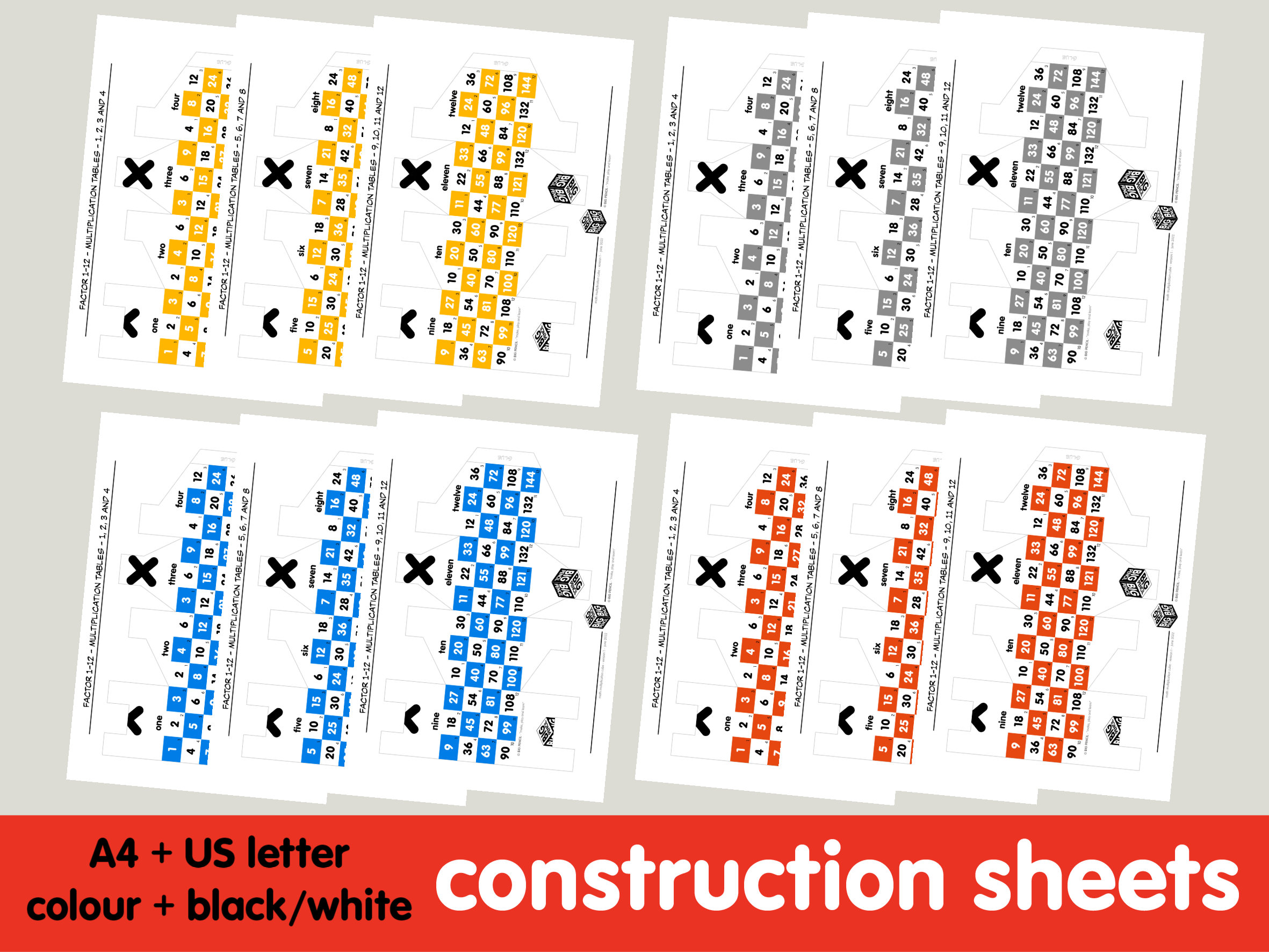 MULTIPLICATION TABLE CUBES - Printable Paper Model to Make at Home or ...