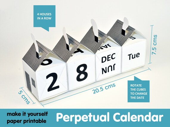 PERPETUAL CALENDAR Printable Paper Calendar to Make at Home - Etsy
