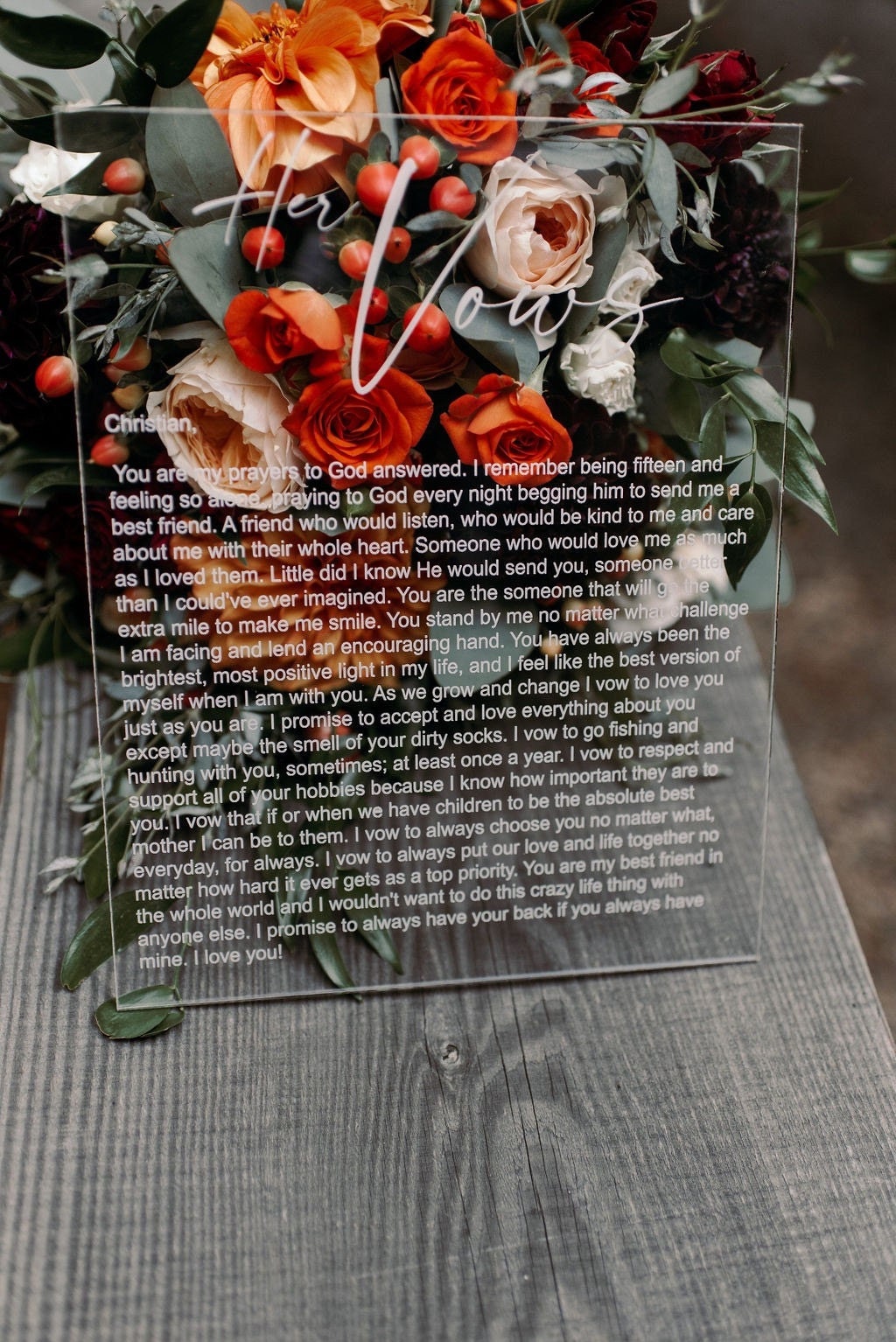 Engraved Acrylic Vows -set of 2 - Etsy