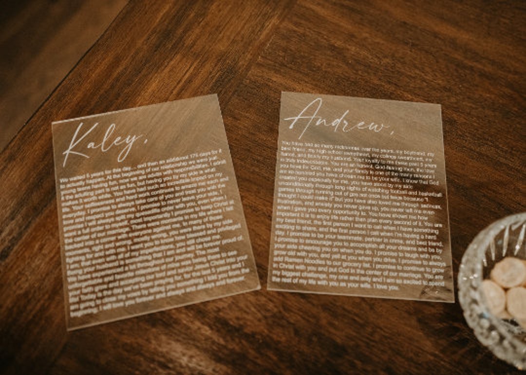 Engraved Acrylic Vows -set of 2 - Etsy