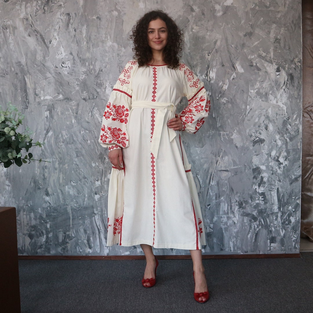 Embroidered Dress, Vyshyvanka Dress, Ukraine Dress, Linen Dress "iris ...