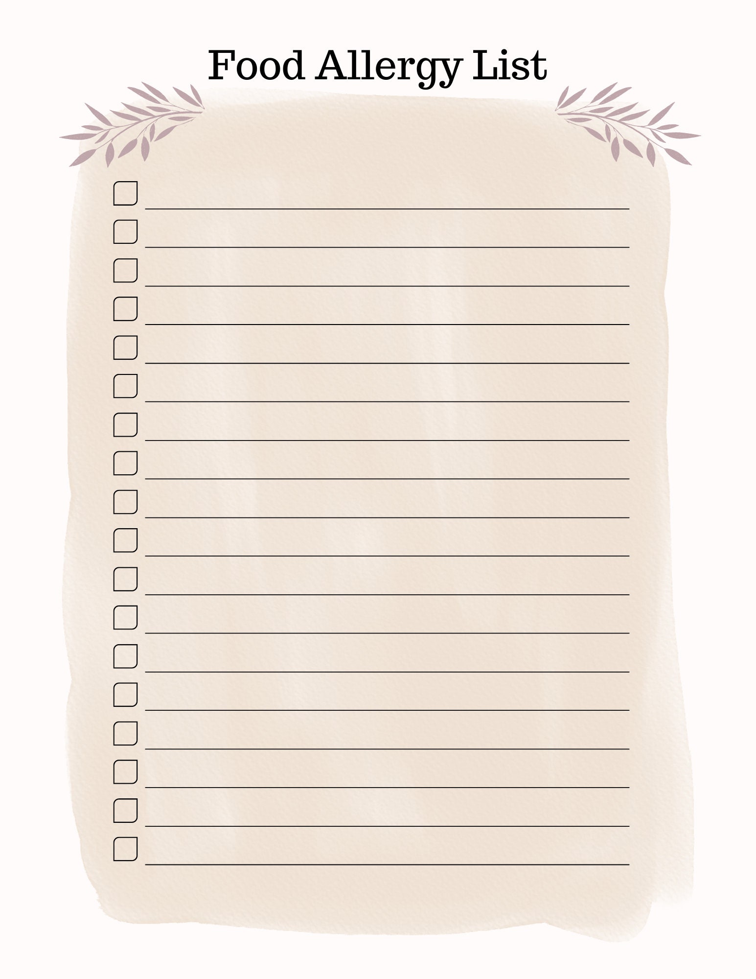 Meal Plan With Food Allergy List Printable Planner Inserts Weekly Menu ...