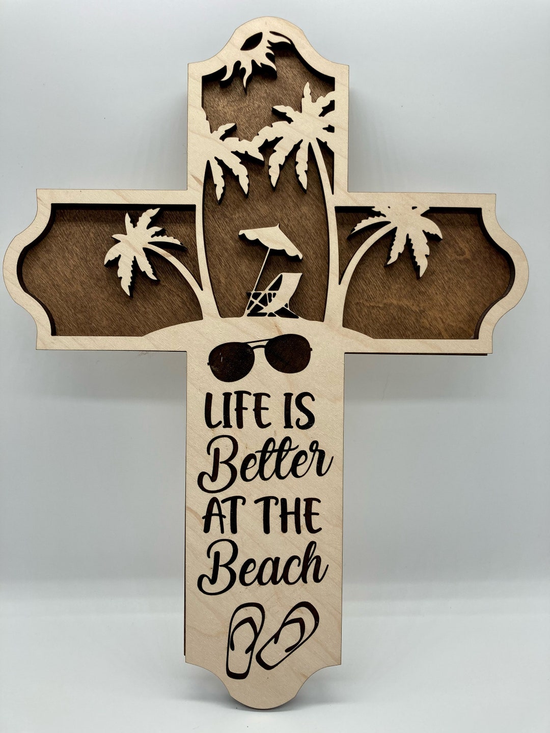 Beach Cross: Baltic Birch, Coastal Decor - Etsy