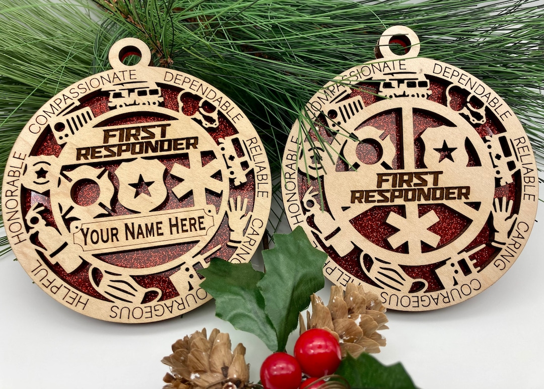 CUSTOMIZABLE First Responder Christmas Ornaments Customizable - Etsy