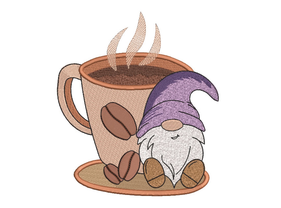 Coffee Gnome, Machine Embroidery Design - Etsy