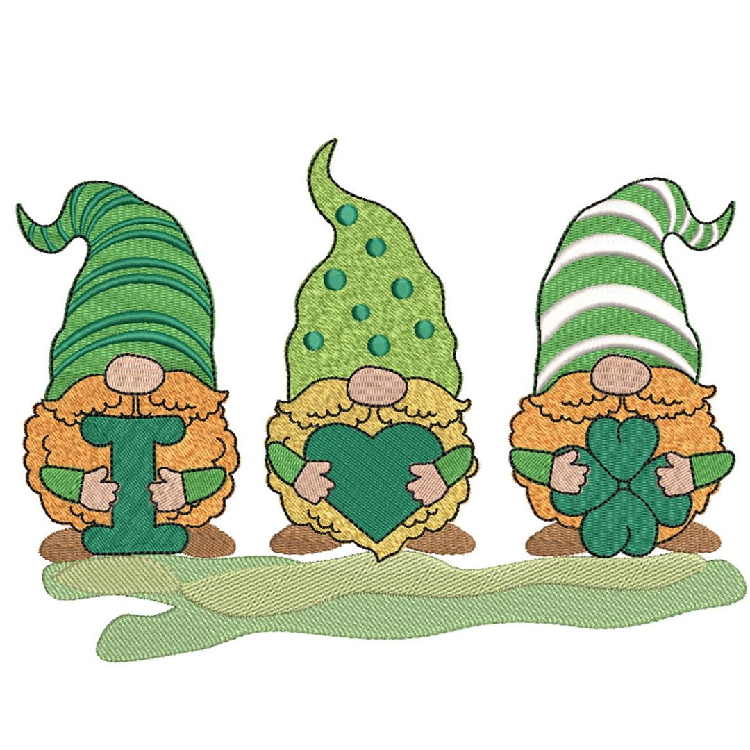Three Irish Gnomes. St. Patricks Day Gnome Embroidery Design - Etsy
