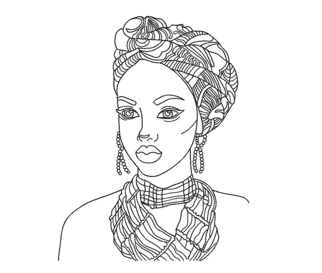 African Woman Machine Embroidery Design - Etsy