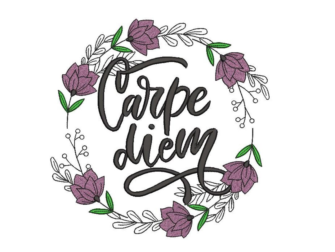Floral Frame, Carpe Diem Machine Embroidery Design - Etsy