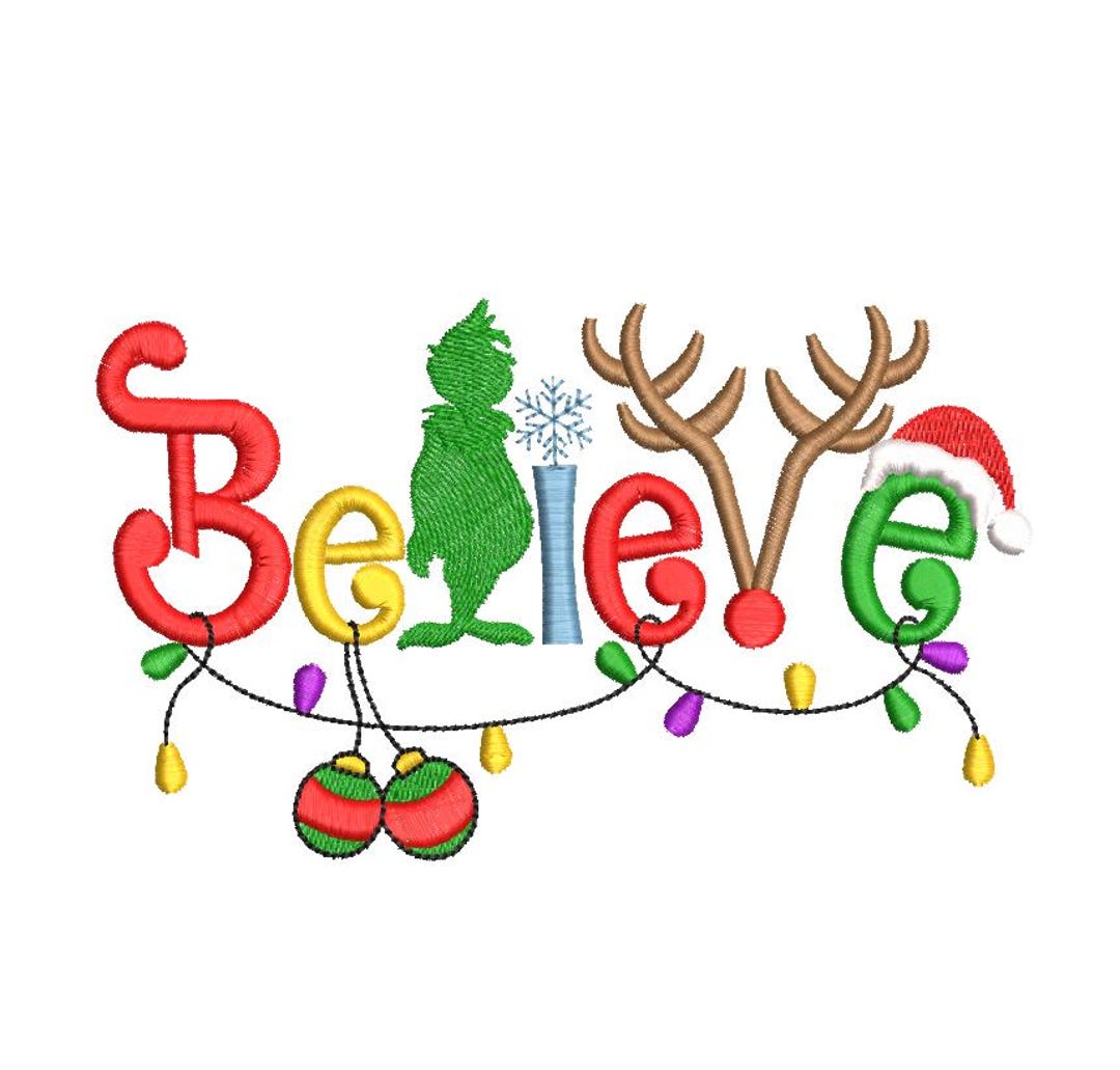 Believe, Grinch, Xmas Garland. Machine Embroidery Design. - Etsy