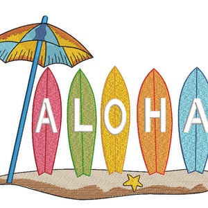 Aloha, Hello Summer, Surfing Board Embroidery File - Etsy