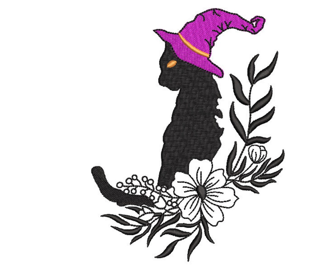 Black Cat Halloween Machine Embroidery - Etsy