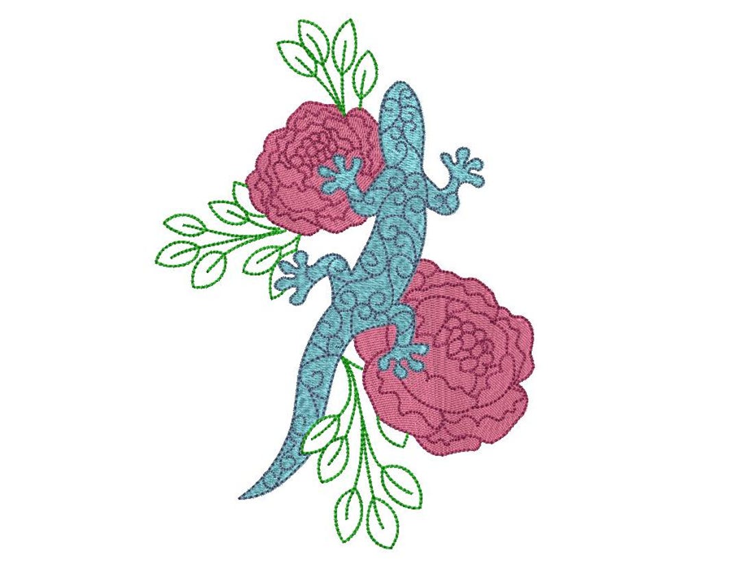 Gecko Machine Embroidery Design - Etsy