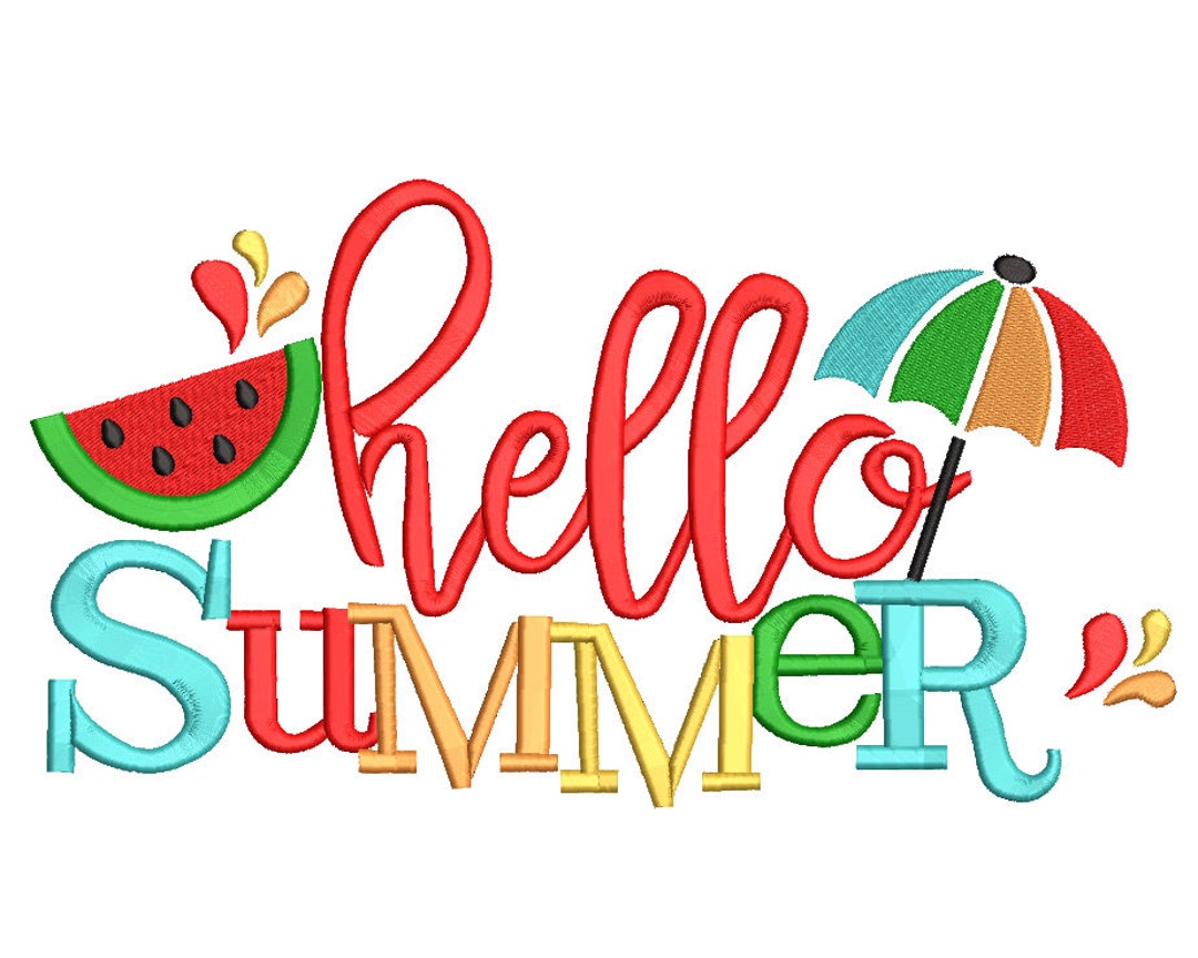 Hello Summer, Machine Embroidery Design - Etsy