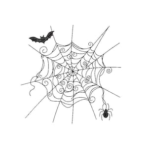 Halloween Spider Web With Bat, Machine Embroidery Design - Etsy