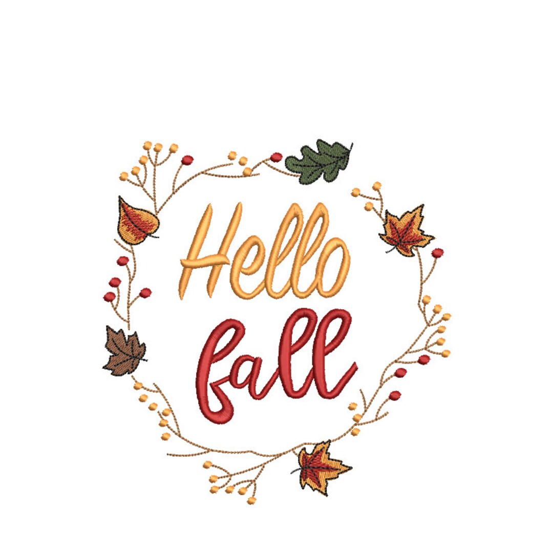 Hello Fall Machine Embroidery Design - Etsy