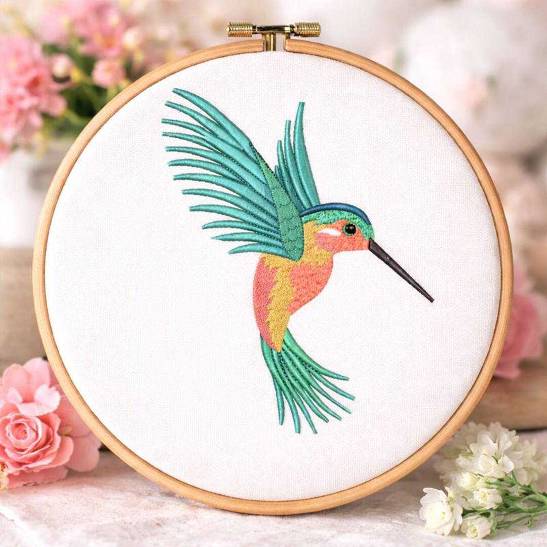 Hummingbird Embroidery Design 4x4 Floral Bird Machine Embroidery ...