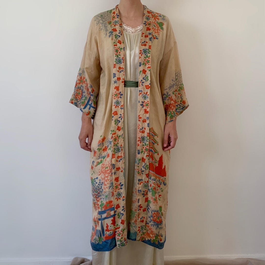 1920s Pongee Silk Japanese Robe | OSFM - Etsy