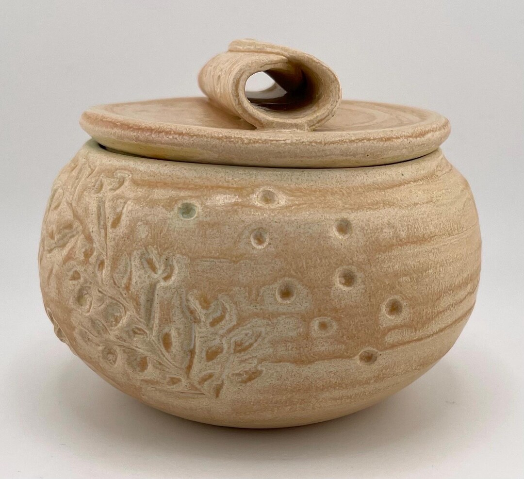 Hand Carved Pet Urn, Floral Paw Prints, Ivory Glaze With Charms - Etsy