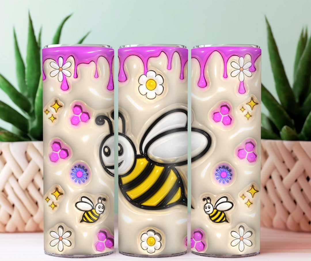3D Puff Honey Bee Tumbler Wrap Puffy 20oz Skinny Tumbler - Etsy