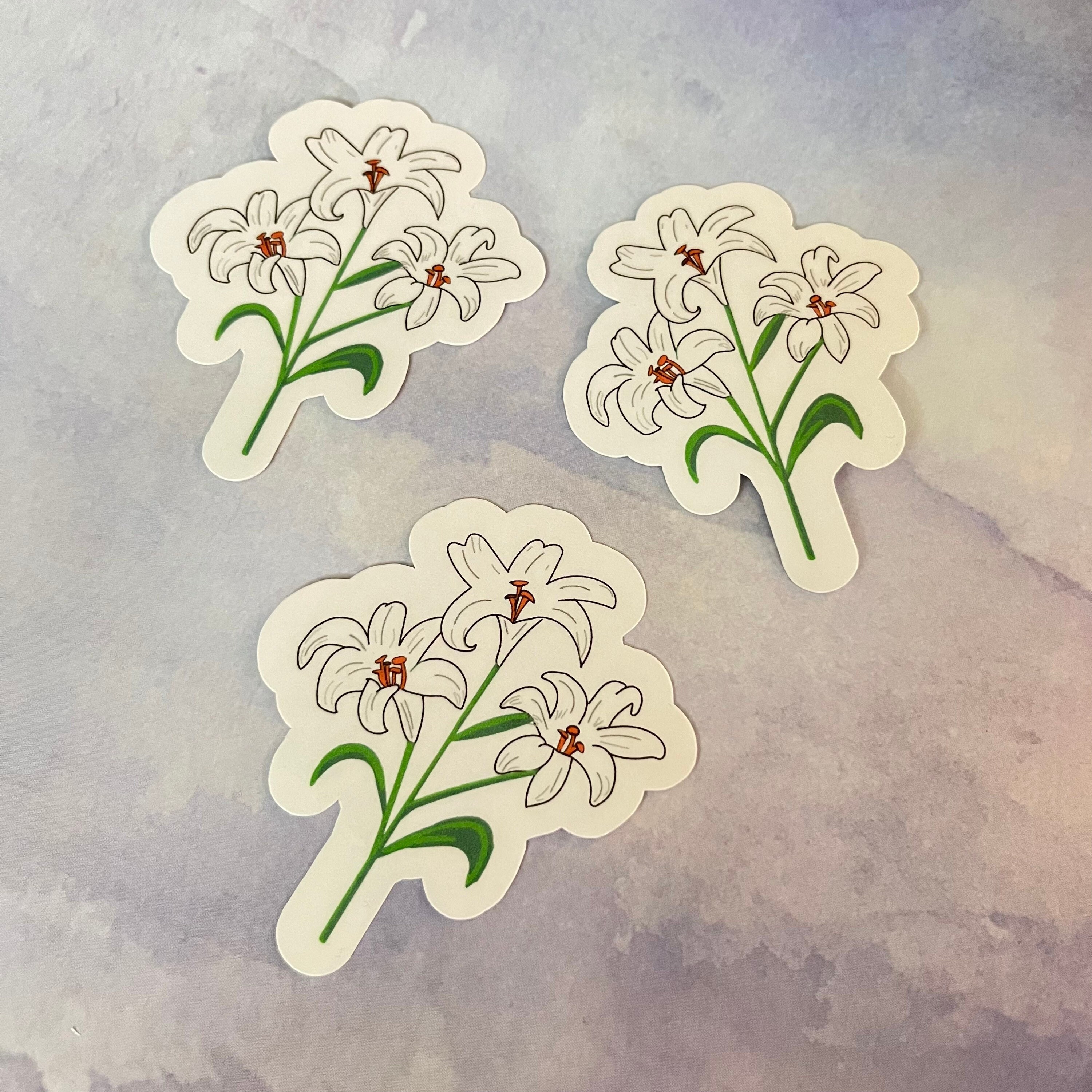 Lily Sticker, Lily Triad, 3 Lilies, Easter Lily, Easter Lilies Sticker ...