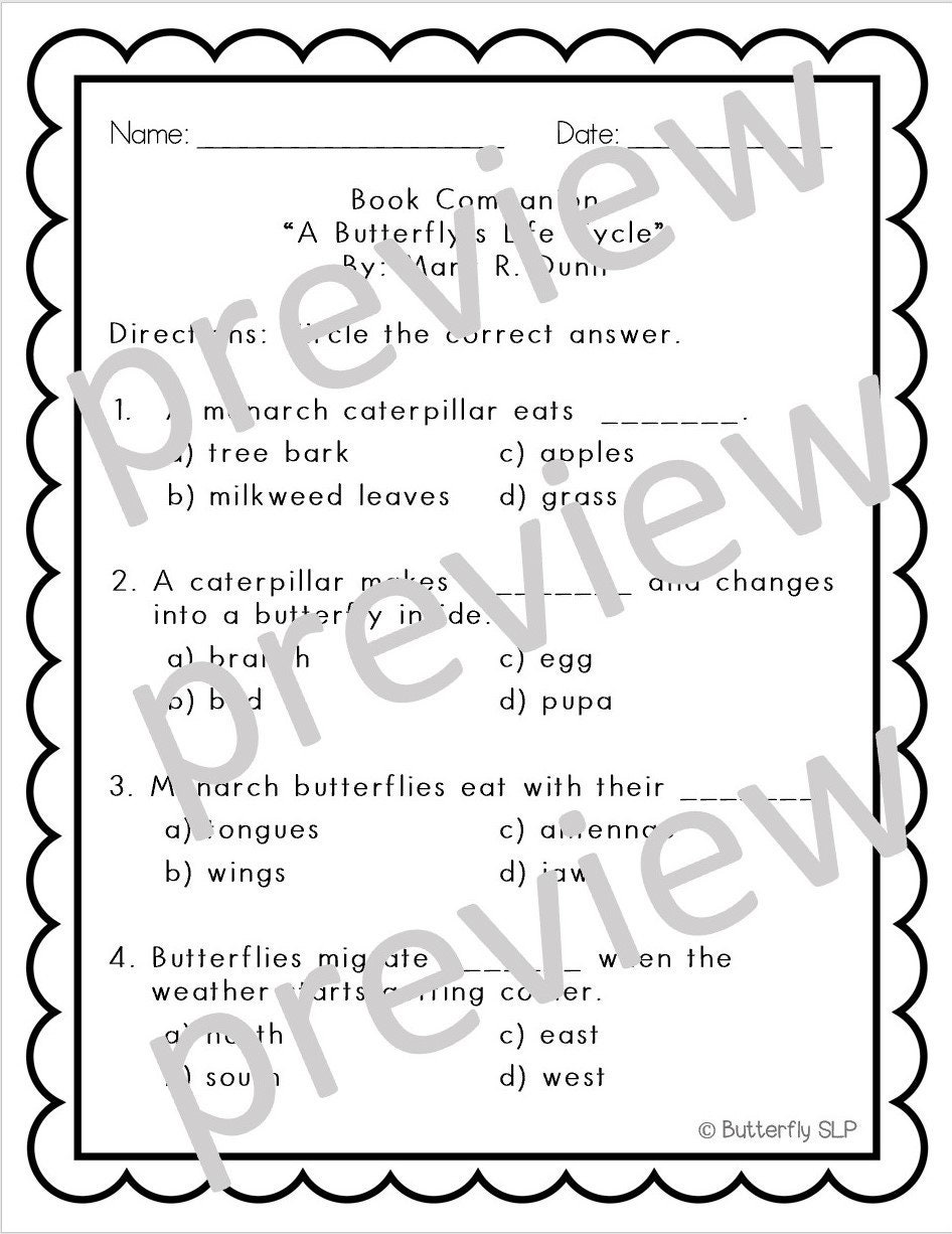 Butterfly Life Cycle Unit, Digital Download, Reading Comprehension ...