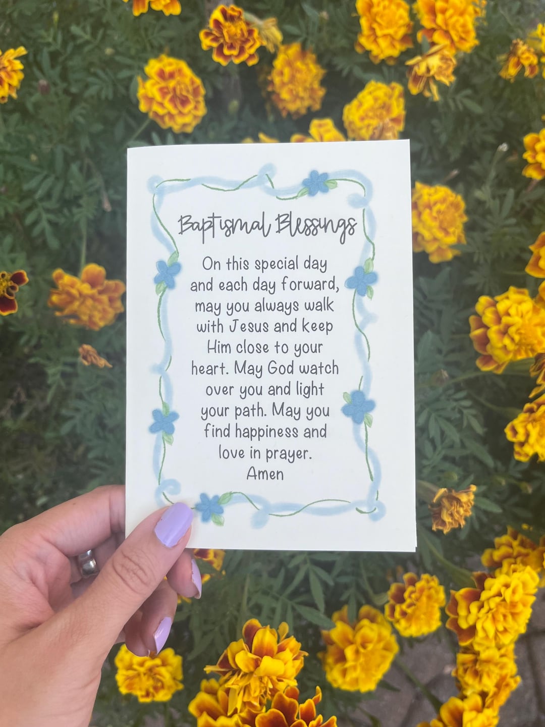 Baptism Card, Catholic Themed Cards, Baptismal Blessings Card, Blank ...