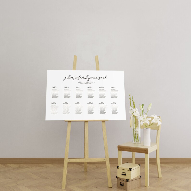 Wedding Seating Chart Template, Instant Access, Seating Chart Sign ...